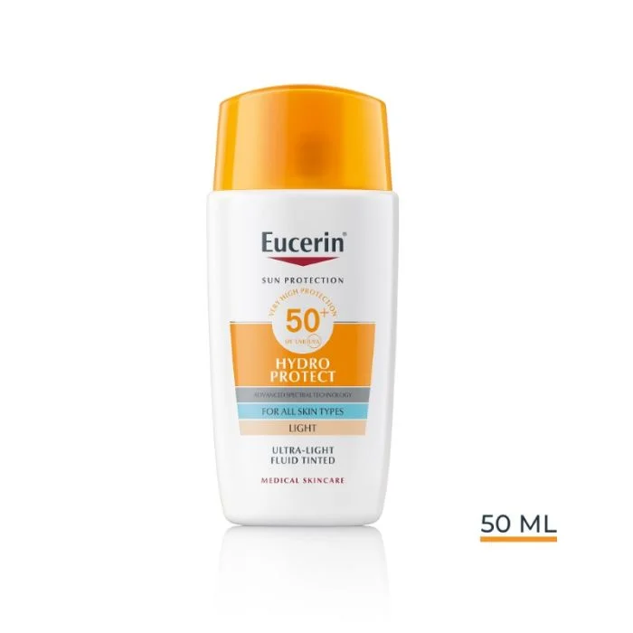 Eucerin Hydro protect ultralagani tonirani fluid za zaštitu lica od sunca SPF50+ svetli, 50ml