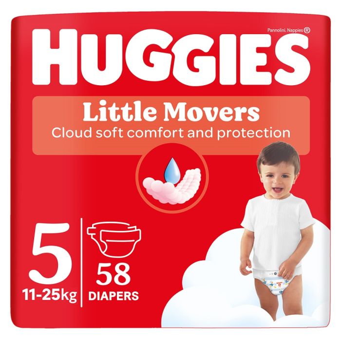 Huggies little movers pelene, veličina 5, 11-25kg, 58kom