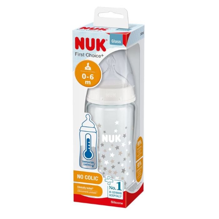 NUK First Choice flašica staklena 240 ml sa indikatorom temperature