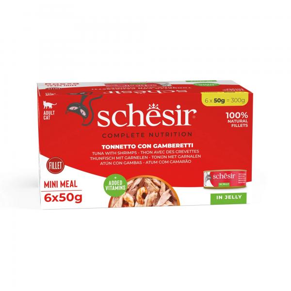 Schesir Complete Nutrition Multipack Tuna i Škampi u želeu 6x50g