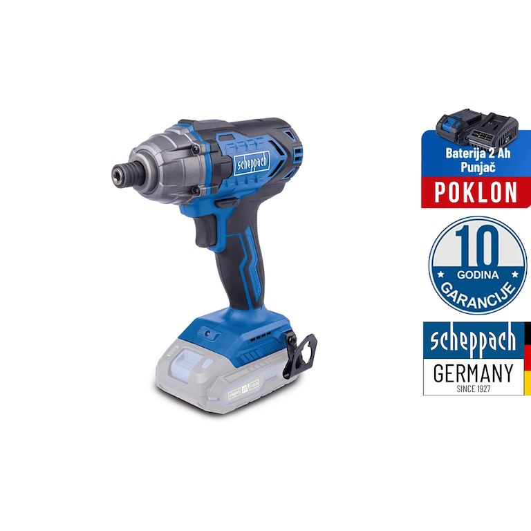 Aku udarni odvijač 180 Nm 1/4” IXES C-ID180-X – Solo Scheppach +POKLON BATERIJA 2Ah I PUNJAČ
