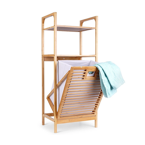 Polica za kupatilo sa korpom za veš 39,5x30x95cm Vilde 569633