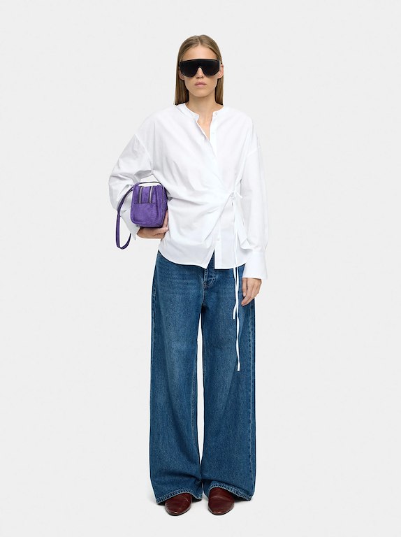 SHIRT WITH DRAPED DETAIL 100% COTTON