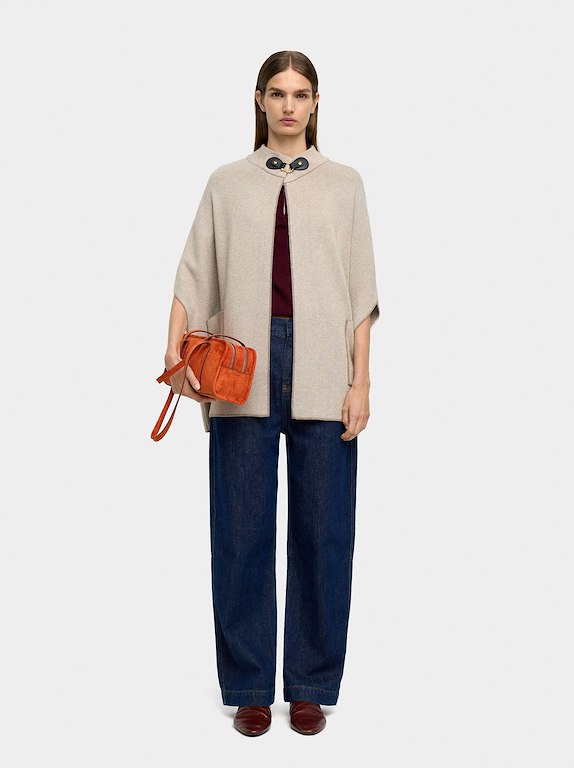 KNITTED PONCHO WITH STITCHING DETAIL