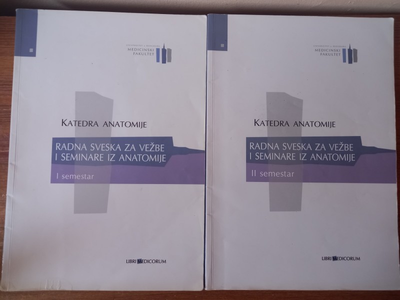 ANATOMIJA, 2 Radne sveske za vežbe iz anatomije