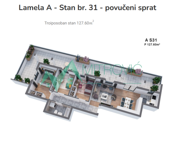 Troiposoban stan na prodaju, 127m2, 211.160€