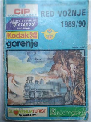 Knjiga:Red voznje 1989/90.god.3 odlepljene,a nedos