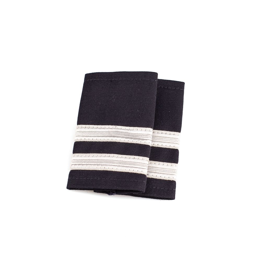 2 Bar Silver Pilot Epaulettes LONG - EL2BS