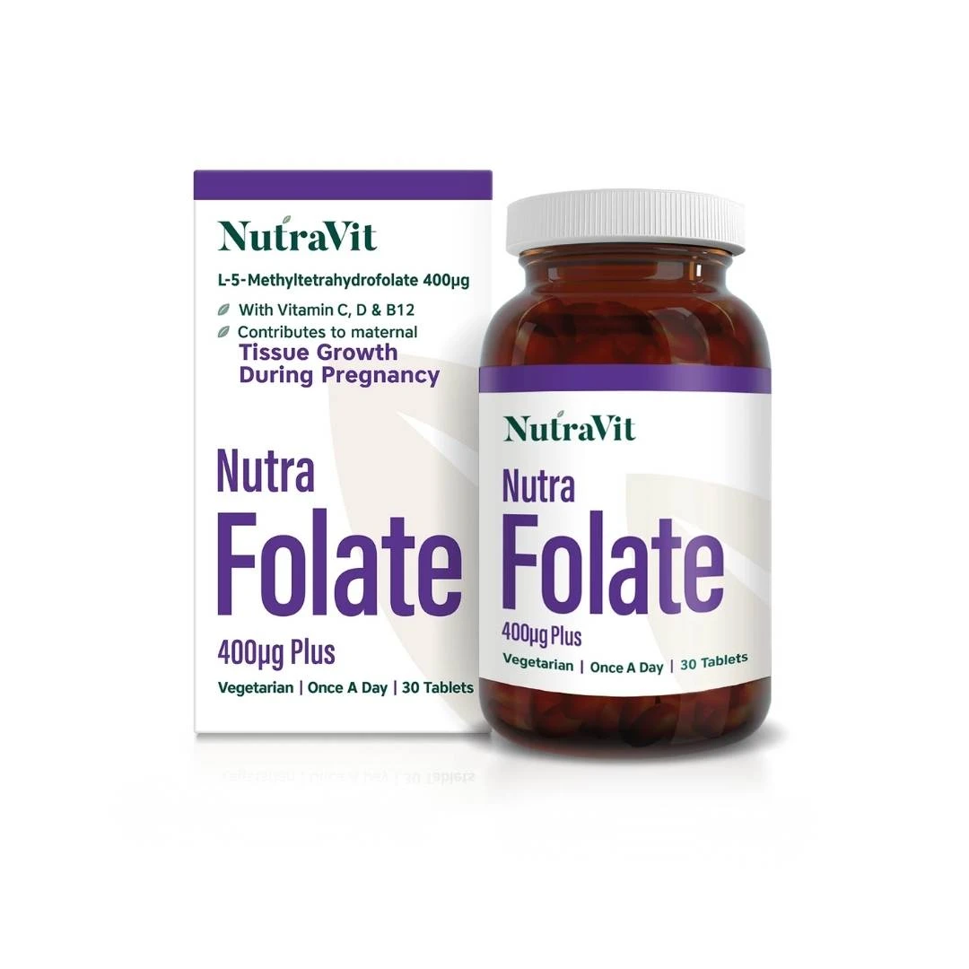 NutraVit Nutra Folate 5-MTHF 400 mcg Plus 30 Tableta; L-5-metiltetrahidrofolat