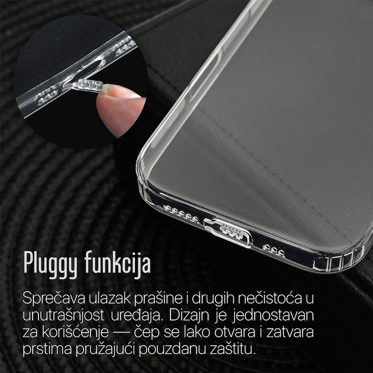 Maska(futrola) silikonska Ultra Thin with pluggy za iPhone 17 Pro Max 6.9 transparent
