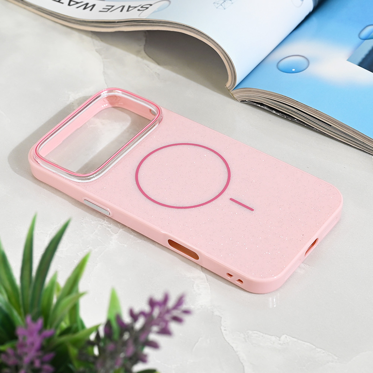 Maska(futrola) Magsafe Sparkle Dust za iPhone 17 Pro Max 6.9 roze