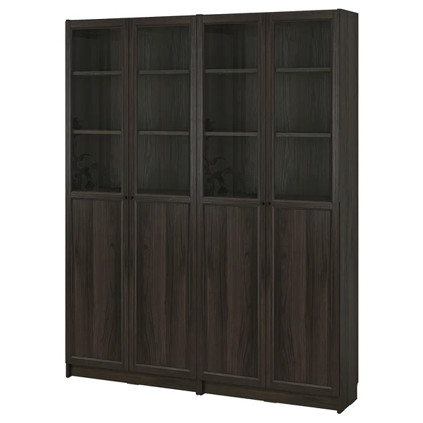 Komb.biblioteke s panelom/stak.vrat, tamnosmeđa im. hrastovine, 160x30x202 cm