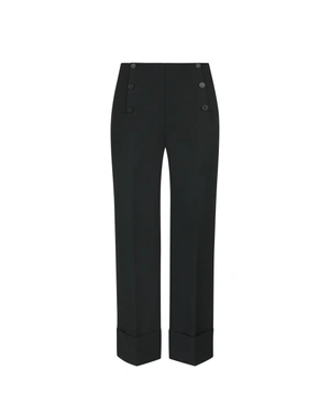 CRNE RAVNE PANTALONE SA DEKORATIVNIM METALNIM DUGMIĆIMA