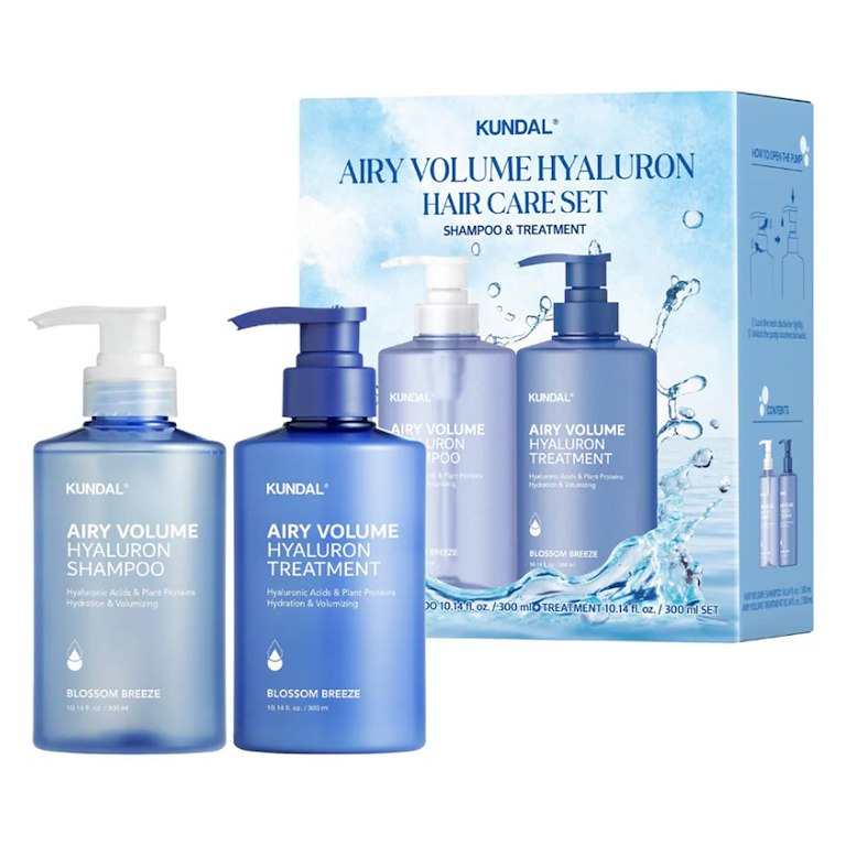 KUNDAL Airy Volume Hyaluron Shampoo 300ml+Treatment 300ml Blossom Breeze