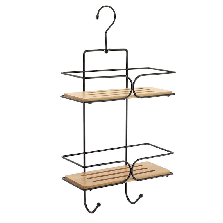 Tendance dvostruka viseca polica 50x25x11 cm metal/bambus mat crnaID: EK000743806