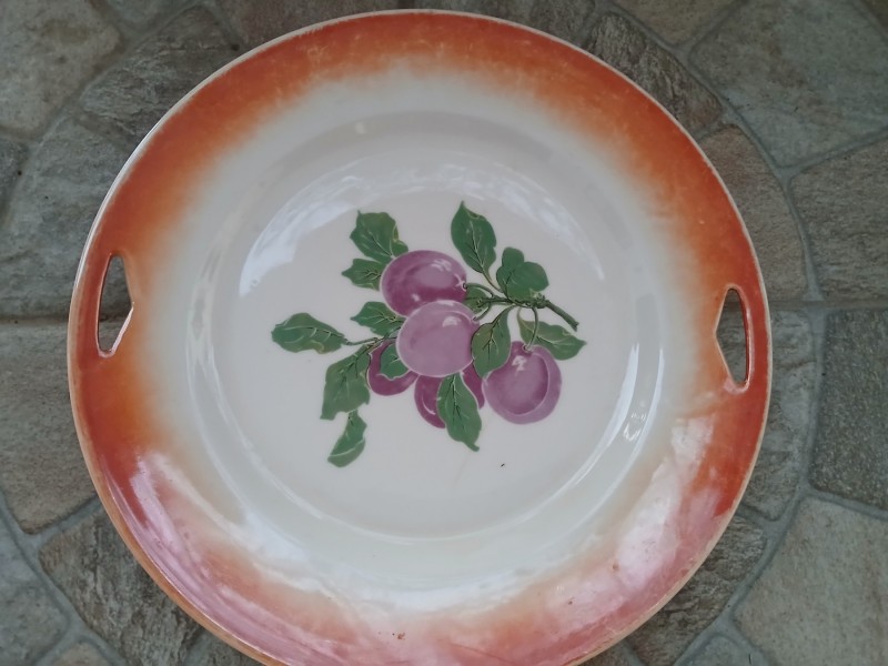 Cehoslovacki stari porcelanski tanjir sa sljivama