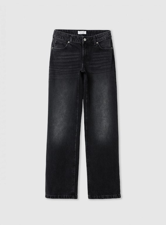 Farmerke širokih nogavica sa niskim strukom Crni denim