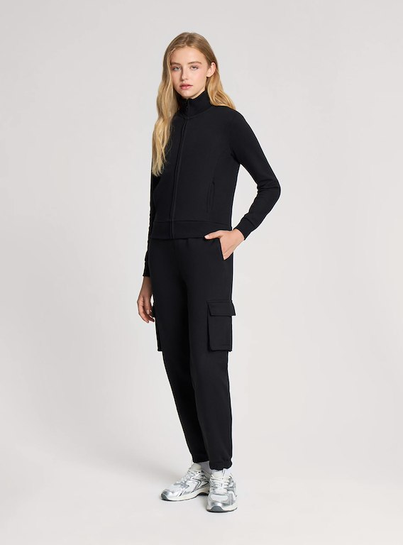 Sportske cargo pantalone sa visokim strukom Crna