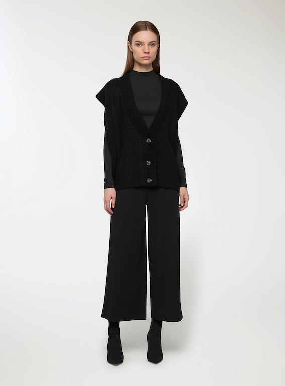 Pantalone culotte u jednobojnoj varijanti Crna