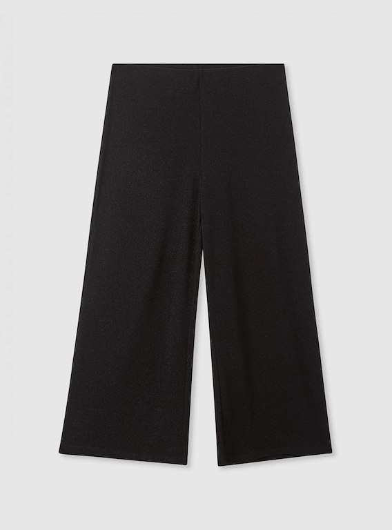 Pantalone širokih nogavica sa aplikacijama Crna