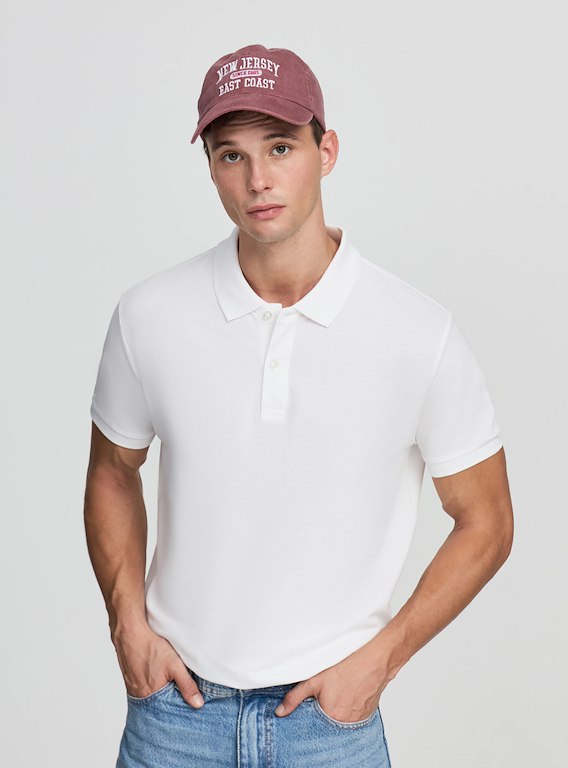 Polo majica od piqué tkanine u jednobojnoj boji Optička bela