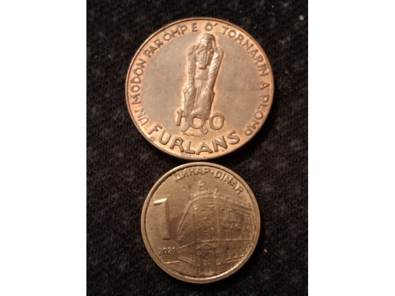 100 furlana 1977 italijanski žeton