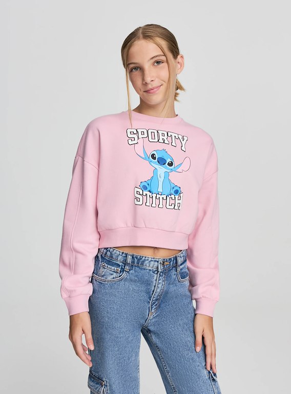 Crop duks sa printom Stitch® i natpisom Roze