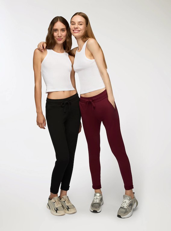 Duge jednobojne sportske pantalone 1x Crna, 1x Bordo