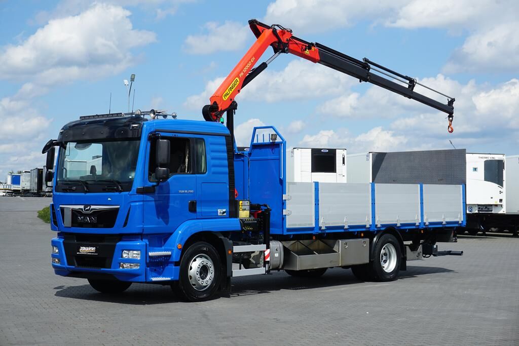 MAN TGM / 18.290 / SKRZYNIOWY + HDS + WINDA / PALFINGER PK 12002 / kamion s ravnom platformom