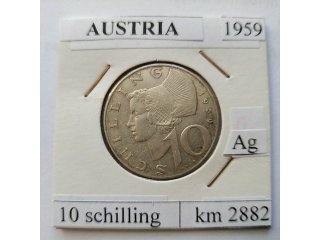 AUSTRIA 10 schilling 1959 - srebro