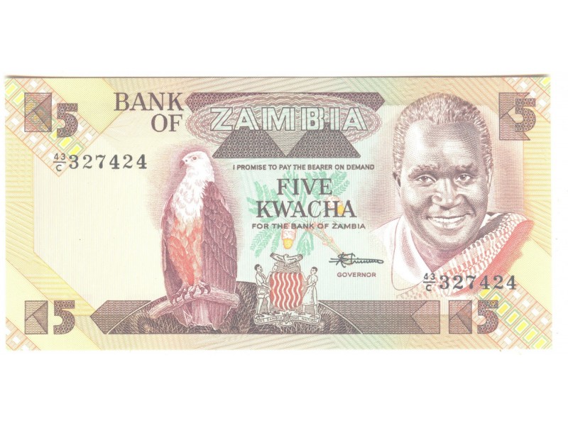Zambia 5 kwacha Unc 1988