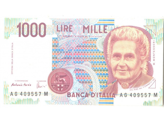 ITALIJA  1000 Lire 1990 XF-aUNC