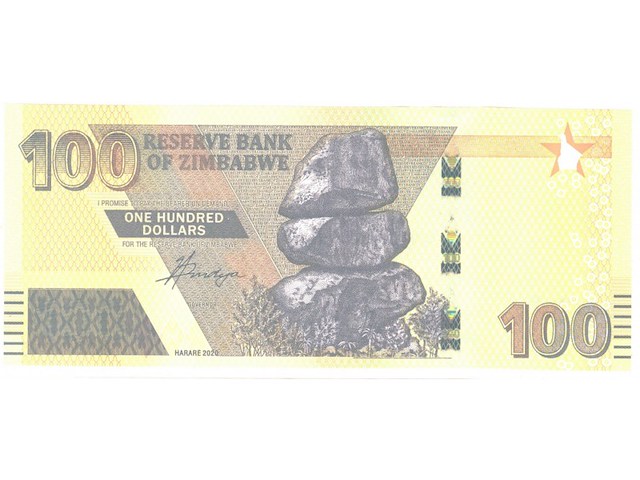 Zimbabwe 100 dollars 2020 UNC