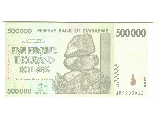 Zimbabwe 500.000 dollars Unc 2008