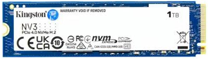 KINGSTON M.2 NVMe 500GB, 2280, PCIe Gen 4x4, NV3, Read up to 6,000 MB/s, Write up to 2,200 MB/s, (single sided)