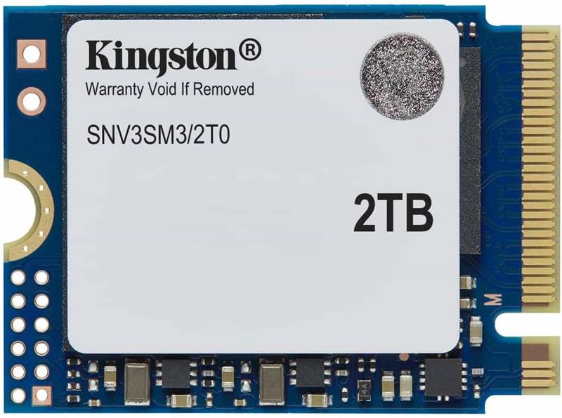 KINGSTON M.2 NVMe 2TB, 2230, PCIe Gen 4x4, NV3, Read up to 6,000 MB/s, Write up to 5,000 MB/s, (single sided)