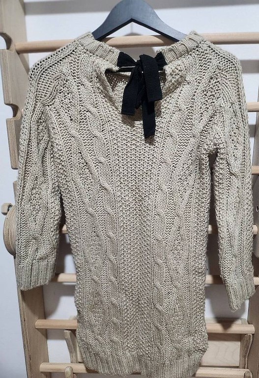 Tunika džemper, od vune i akrila, sa čamac izrezom oko vrata, 3/4