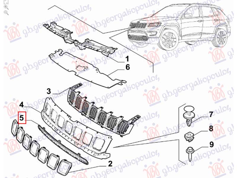CENTRALNA RESETKA GORNJA (LIMITED) (O) JEEP COMPASS (2022-) (OEM: 735784365, 735799561)