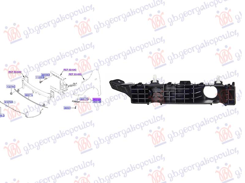 NOSAC PREDNJEG BRANIKA BOCNI PLASTICNI Leva str. KIA XCEED (2019-2022) (OEM: 86513J7000)
