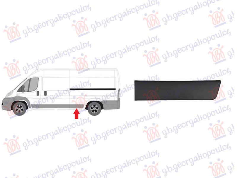 LAJSNA ZADNJEG BLATOBRANA CRNA (PREDNJI DEO) (DUGA SASIJA) Leva str. PEUGEOT BOXER (2014-) (OEM: 735684289, 735775463, 1637296780)