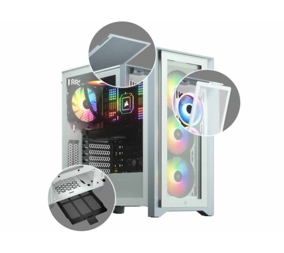 Corsair - Kucište CORSAIR iCUE 4000X Mid-Tower/ATX/kaljeno staklo/bez napajanja/RGB/bela