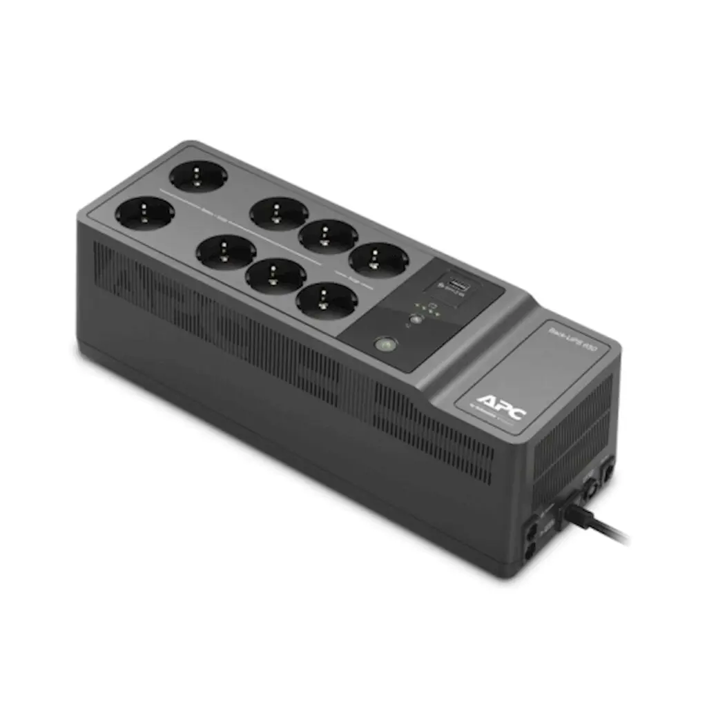 APC UPS, 650VA, 230V, 1 USB port za punjenje, 8 Schuko CEE7/7 utičnica, crna