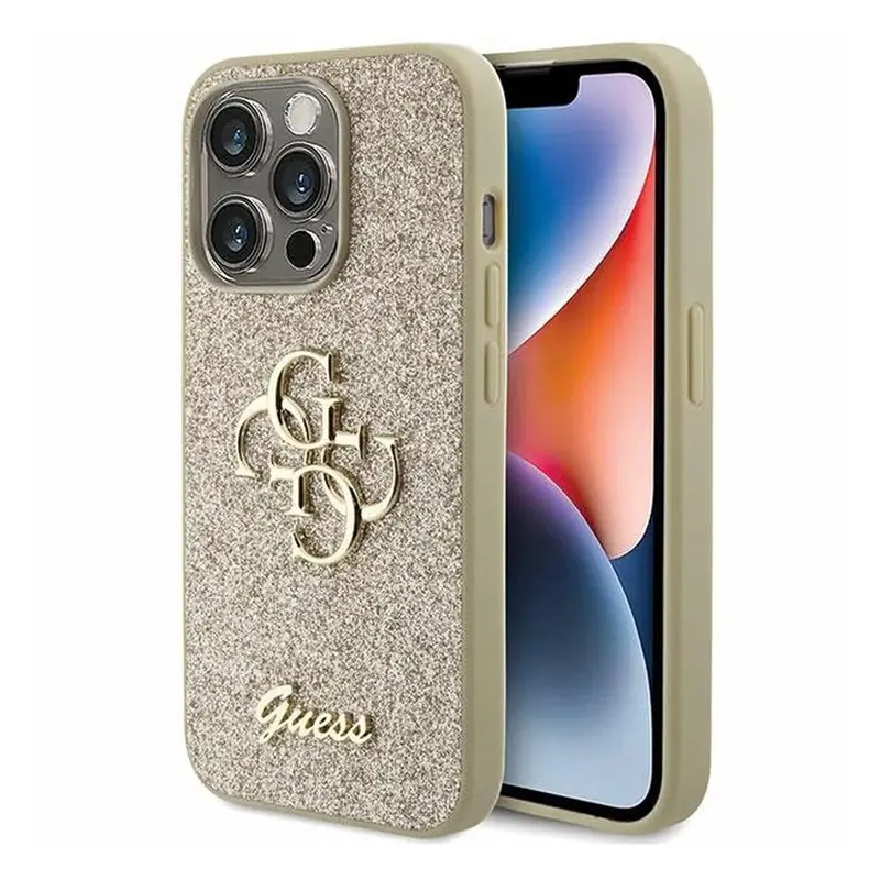 GUESS Maska za telefon iPhone 15 Pro 6.1 GUHCP15LHG4SGD, Glitter, Zlatna