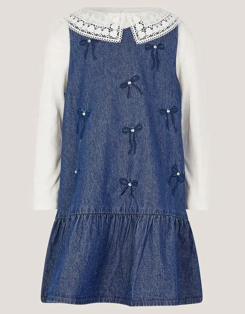 Monsoon Komplet haljina i bluza za devojčice, Plavo - beli