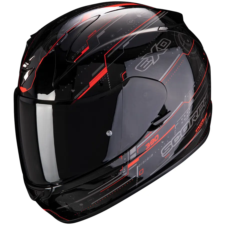 Scorpion Kaciga za motor EXO-390 BEAT, Crno-crvena
