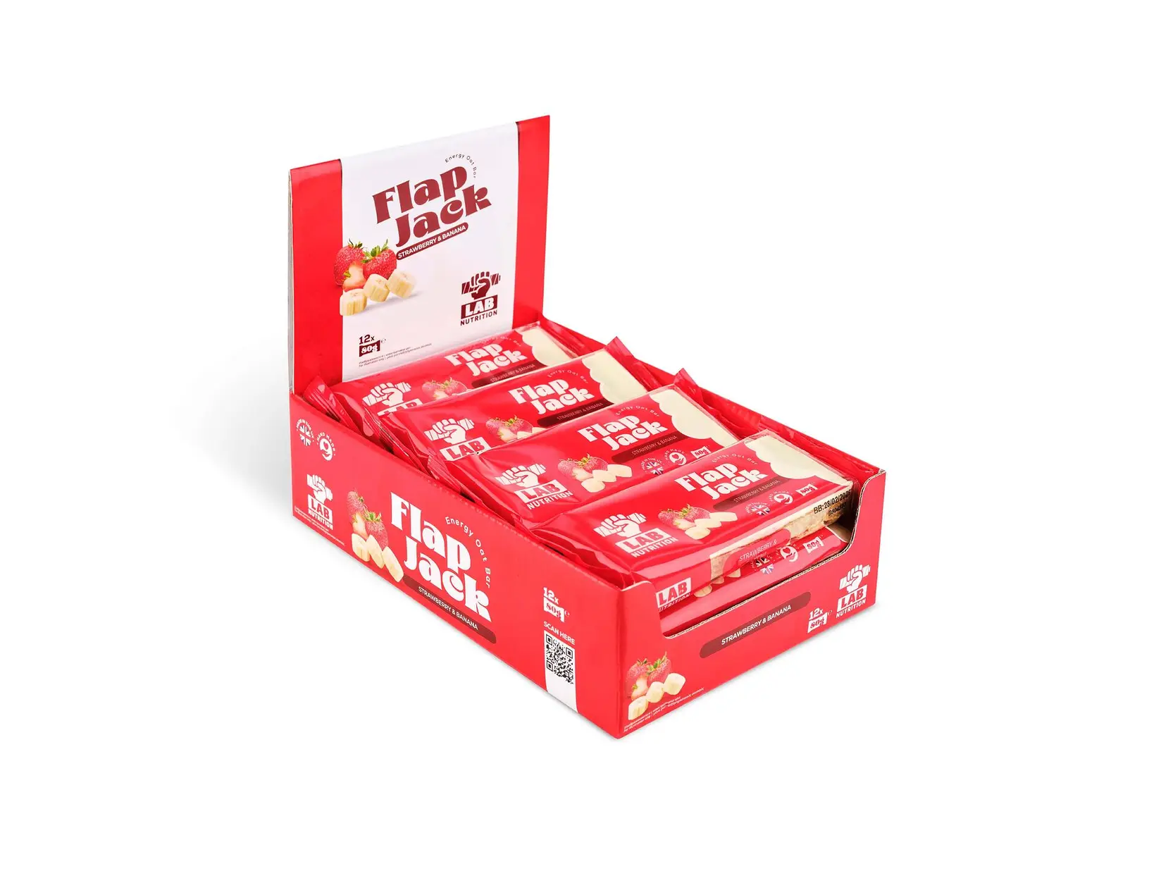 Ovsena štangllica - FlapJack - JAGODA i BANANA - BOX - 12kom X 80g