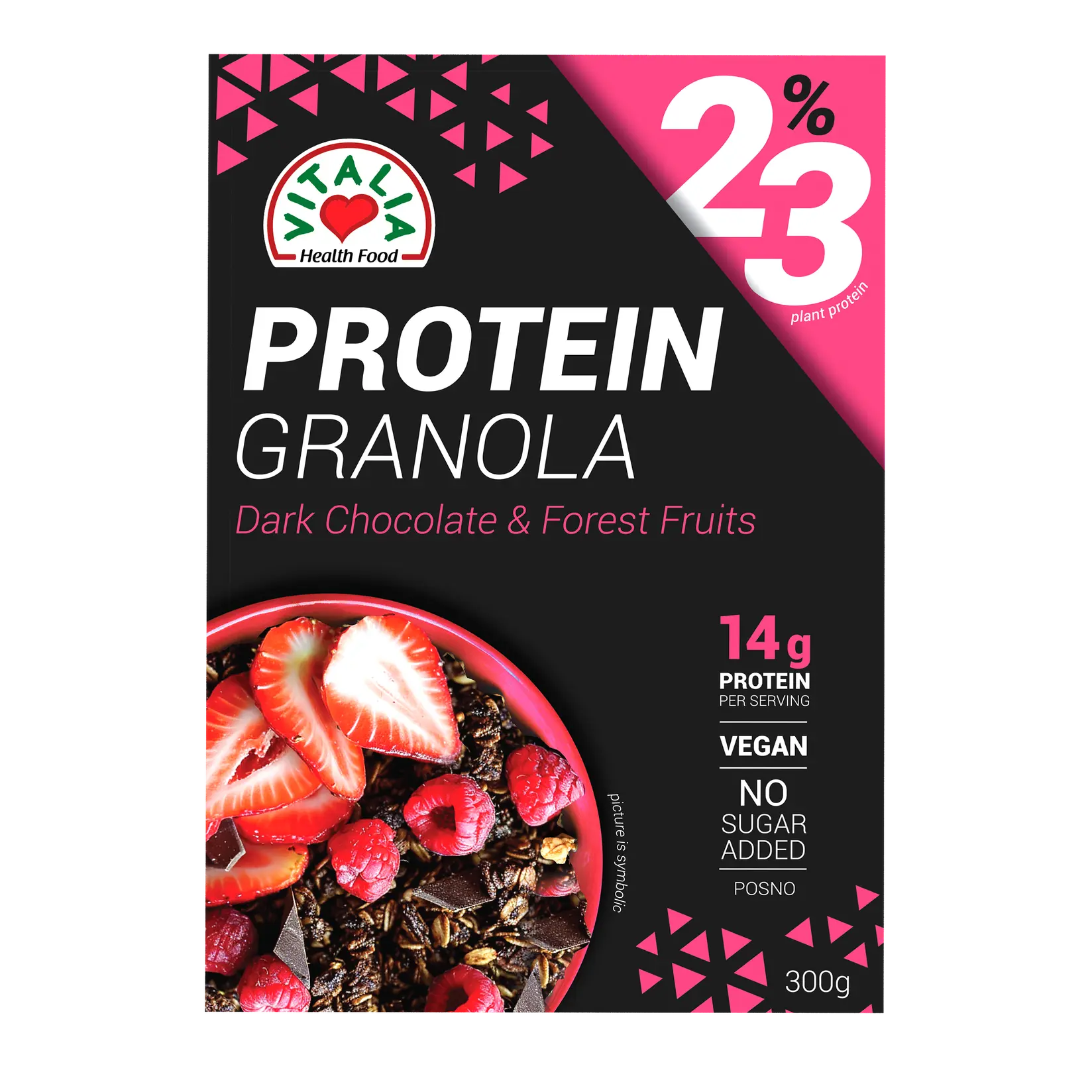 Vitalia Protein Granola, Crna čokolada, Crveno voće, 300g