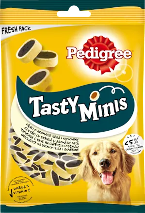 Pedigree
Tasty Minis dodatna hrana za odrasle pse i štence - govedina i sir, 140 g
Dodaci prehrani životinja