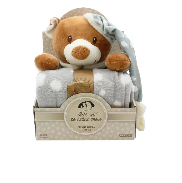 DEXY CO Set plišana igračka meda i ćebe Sweet dreams baby braon