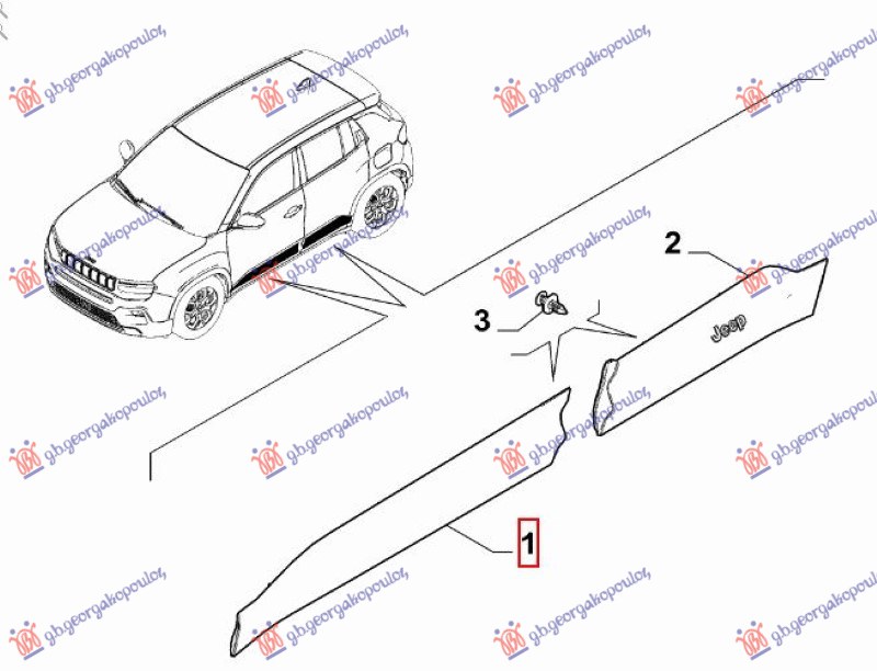 LAJSNA PREDNJIH VRATA (O) Desna str. JEEP AVENGER (2022-) (OEM: 735768130)